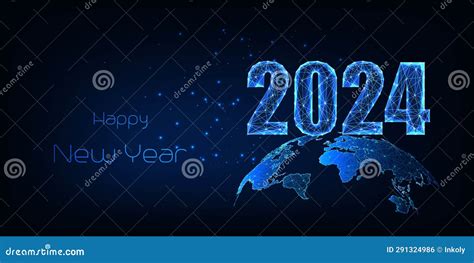 Futuristic 2024 Web Banner With 2023 Digits And Planet Earth Map On