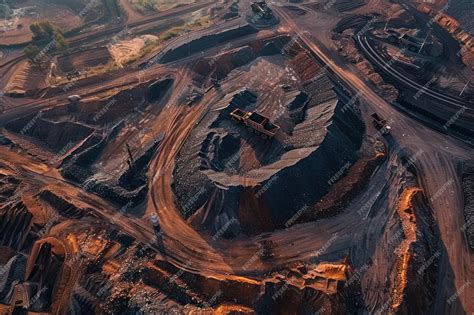Premium Photo Aerial View Of A Massive Iron Ore Quarry Used For Steel