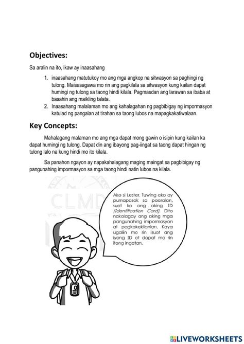 Q4 Health1 Lesson1 Online Exercise For Live Worksheets