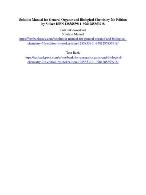General Organic And Biological Chemistry 7th Edition By Stoker Isbn