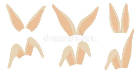 Cartoon Rabbit Set Cute Bunny Ears Headband Elements Easter Funny