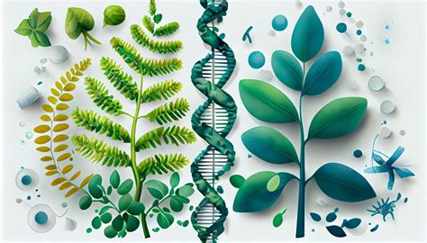 생물학 실험실 자연 및 과학 식물 및 환경 연구 Dna 유전자 치료 및 흰색 배경에 생화학 구조가 있는 식물 Generative