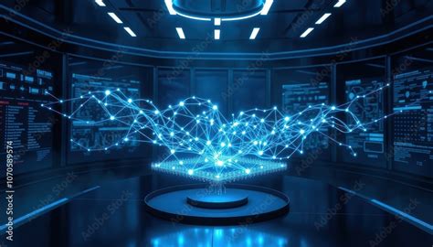 Data Visualization Showcase High Tech Lab Digital Art Futuristic Environment Central Focus