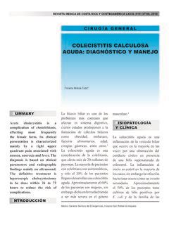 COLECISTITIS CALCULOSA AGUDA DIAGNÓSTICO Y MANEJO colecistitis