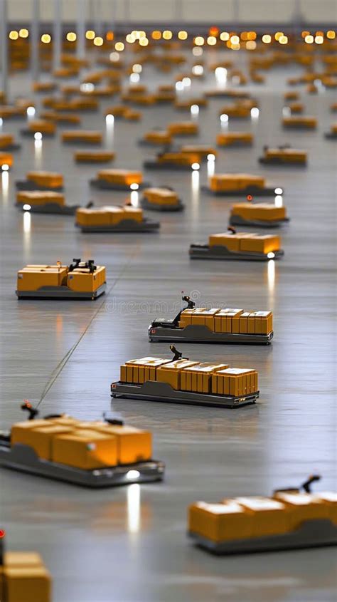 Automated Warehouse Robots Sorting And Delivering Packages In A Vast Well Organized Distribution