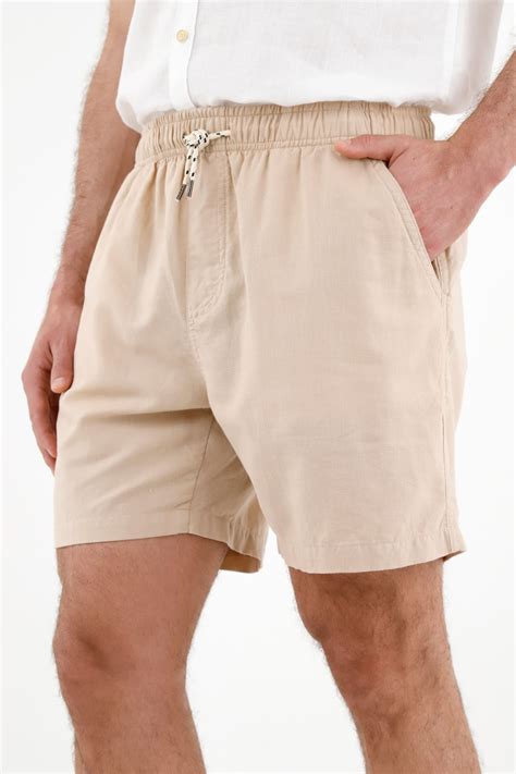 Bermuda Café Con Pretina Elástica Para Hombre