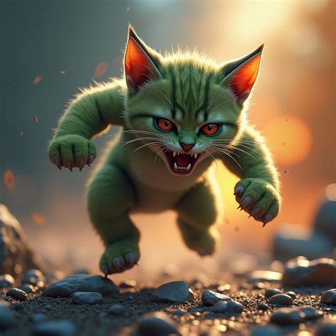 Furious Feline Hulk Flexes In High Contrast Fantas Ai Art