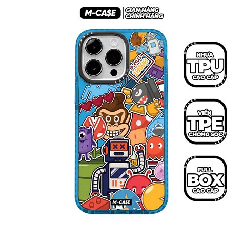 Ốp Iphone Chống Sốc Retro Game Stickers Xanh Coban M Case Iphone 11