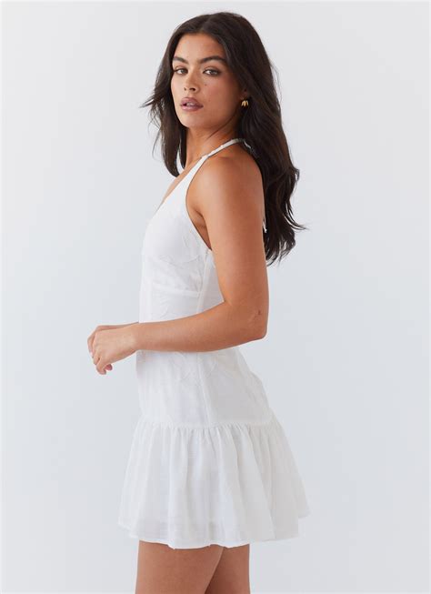 Selena Halter Mini Dress White Peppermayo