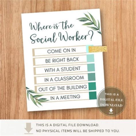 School Social Worker Door Sign Social Work Office For Wall Decor Where