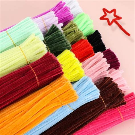 100pcs Fuzzy Wire Colorful Pipe Chenille Stems Handmade Diy T Bouquet Material Twisted Stick