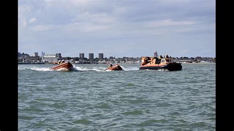 Three Southend Rnli Rescue Craft Launch To Capsized Dinghy Off Thorpe