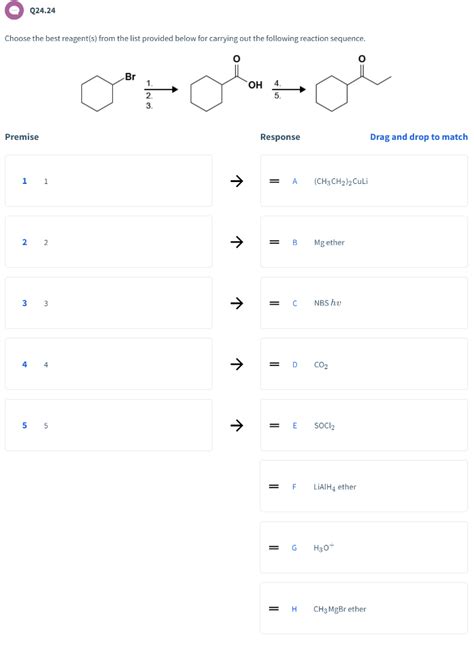 Solved Q24 21 Choose The Best Reagent S From The List
