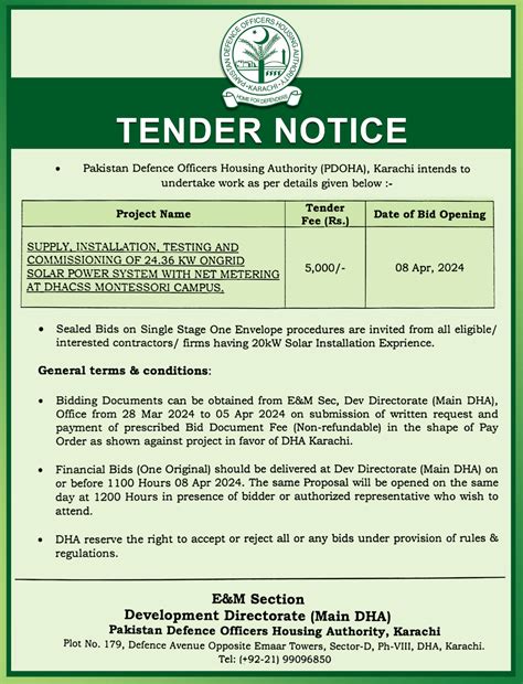 Tender Notice Supply Installation Testing And Commissioning Of 24