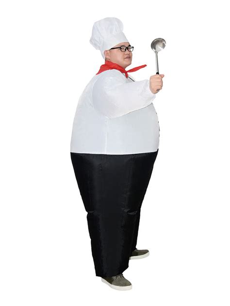 Jyzcos 요리사 요리사 의상 역할 놀이 무대 카니발 에어블로운 슈트에 대한 풍선 성인 코스프레 멋진 드레스 의상 및 액세서리