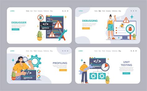 Software Testing Web Banner Or Landing Page Set Code Testing Vector Art At Vecteezy