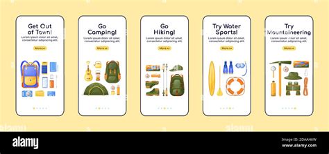 Travel Equipment Onboarding Mobile App Screen Flat Vector Template Stock Vector Image And Art Alamy
