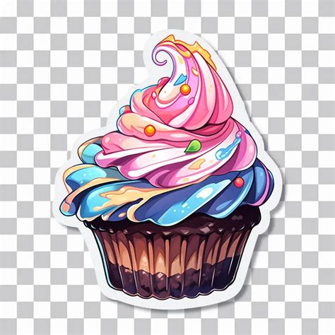Free Appetizing Colorful Cupcake Sticker Download Now