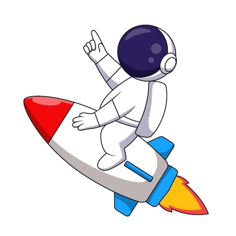Premium Vector Cute Cartoon Astronaut Riding A Rocket Vector