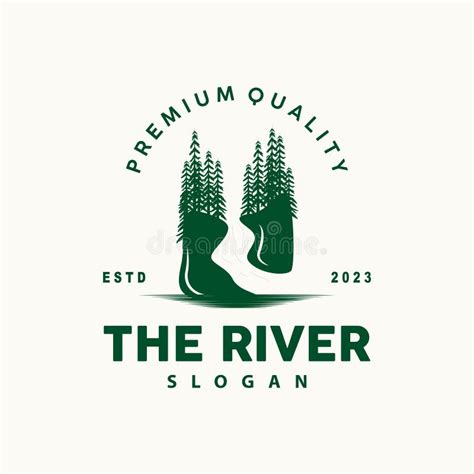 Logo Fluvial Design Crevette Vectorielle Paysage Riverain Illustration