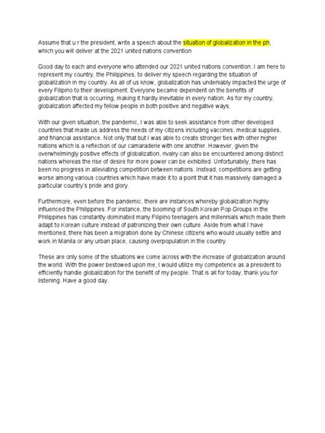 Globalization Speech Chuchu Pdf