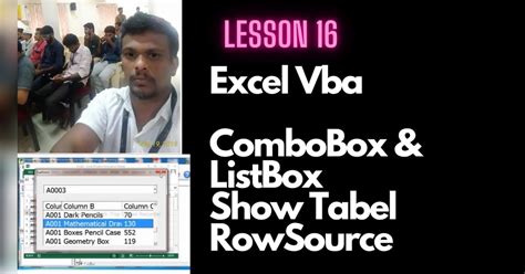 Lesson 16 Excel Vba Combobox And Listbox Show Tabel Rowsource Close Mode The Enterprise Sales Show