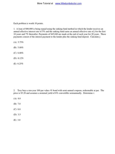 Actuarial Exam Fm Sample Questions 3a Coupon Bond Bonds Finance