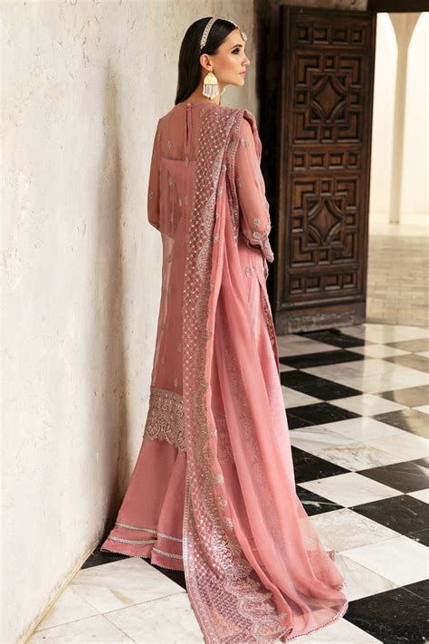 Tea Pink Embellished Pakistan Wedding Dress Kameez Sharara Nameera By