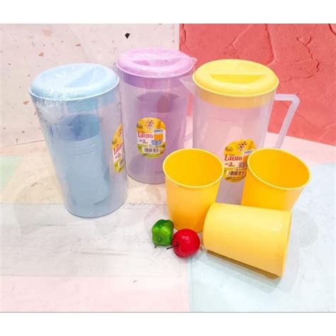 Jual Set Teko Gelas Plastik Teko Air Free Gelas 3 Pc Shopee Indonesia
