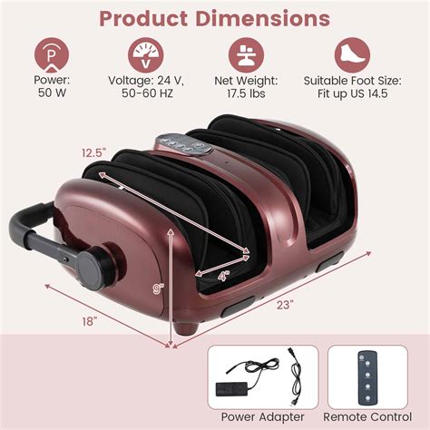 Costway Foot And Calf Massager Vibration Compression Electric Leg Massager Machine With Heat Red