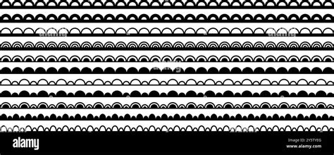 Scalloped Edge Seamless Strokes Set Simple Scalloped Border Fabric Laces Silhouette Repeat