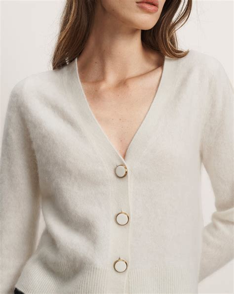 Solene Brushed Cashmere Cardigan In Ivory Veronica Beard