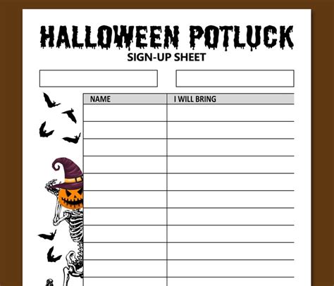 10 Free Potluck Sign Up Sheets Template Calypso Tree Bank2homefree