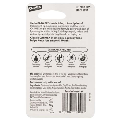Buy Carmex Lip Balm Classic Squeeze Tube 10g Online At Chemist Warehouse®