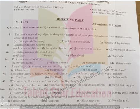 BS Physics GCUF Past Papers For Affiliated Colleges Talent Star Education