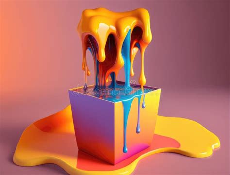 The Gushing Of A Viscid Cascade Of Liquid Erupting Into A Pool Of Dye
