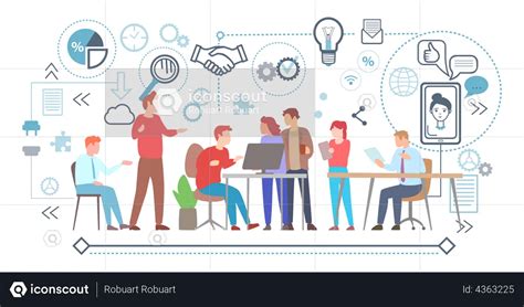 Business Team Working In Collaboration Illustration Free Download