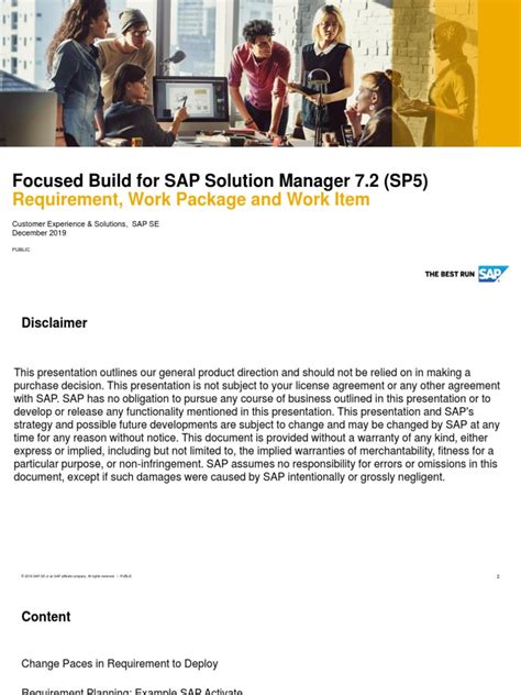 Focused Build For Sap Solution Manager 72 Sp5 Requirement Work Package And Work Item
