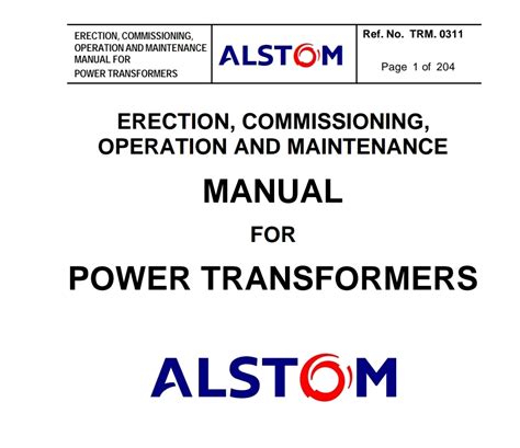 Erection Commissioning Operation And Maintenance Manual For Power Transformer