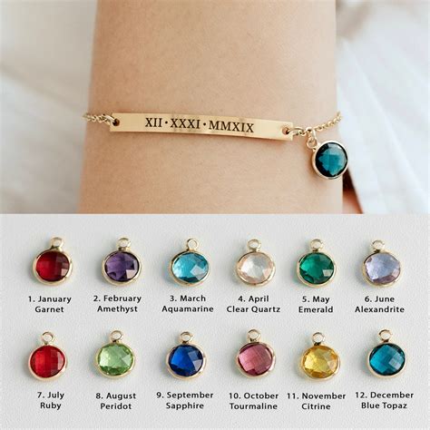 Geburtsstein Armband Mit Gravur Damenarmband Selber Gestalten Foto Schmuck Personalisierte