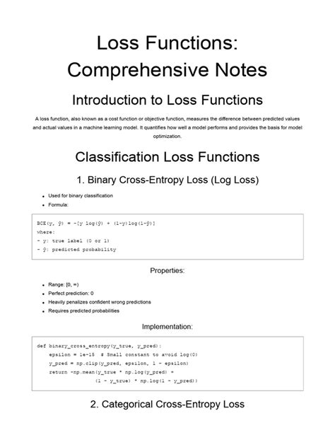 Loss Functions Pdf Statistical Classification Errors And Residuals