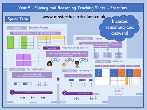 Year 5 Editable Fractions Fluency And Reasoning Teaching Slides Master