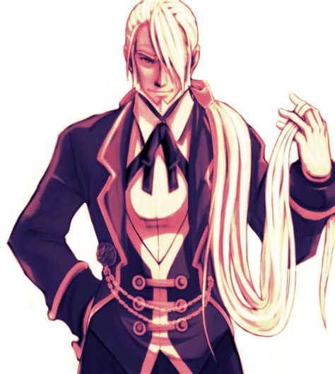 An Anime Character With Long Blonde Hair Wearing A Black And White