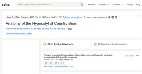 Citation Report Anatomy Of The Hypocotyl Of Country Bean