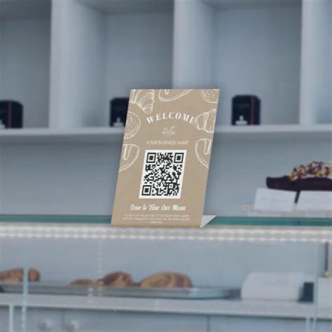 Contactless QR Code Scan To Oreder Menu Bakery Pedestal Sign Zazzle
