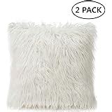 MIULEE Pack Of 2 Luxury Faux Fur Throw Pillow Cover Deluxe Decorative