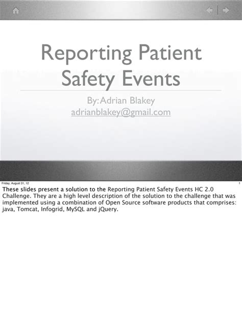 Reporting Patient Safety Events Pdf