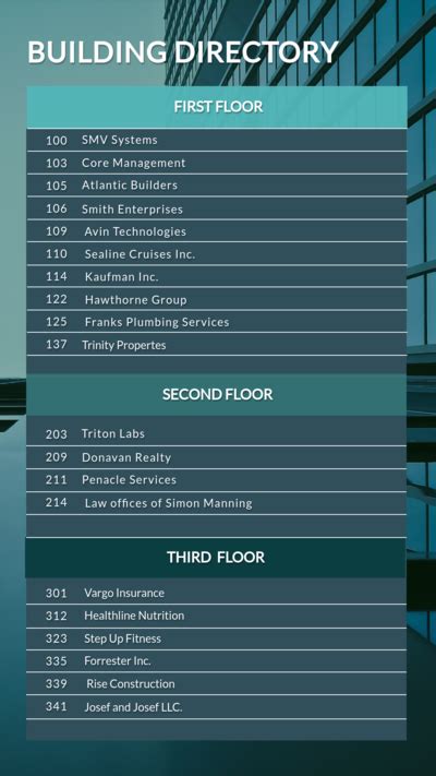 Building Directory Template