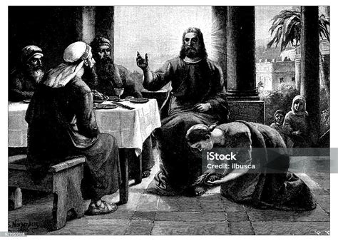 Ilustrasi Antik Yesus Dan Maria Magdalena Ilustrasi Stok Unduh Gambar