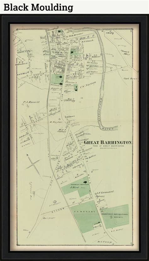 Village Of Great Barrington Massachusetts 1871 Map Replica Or